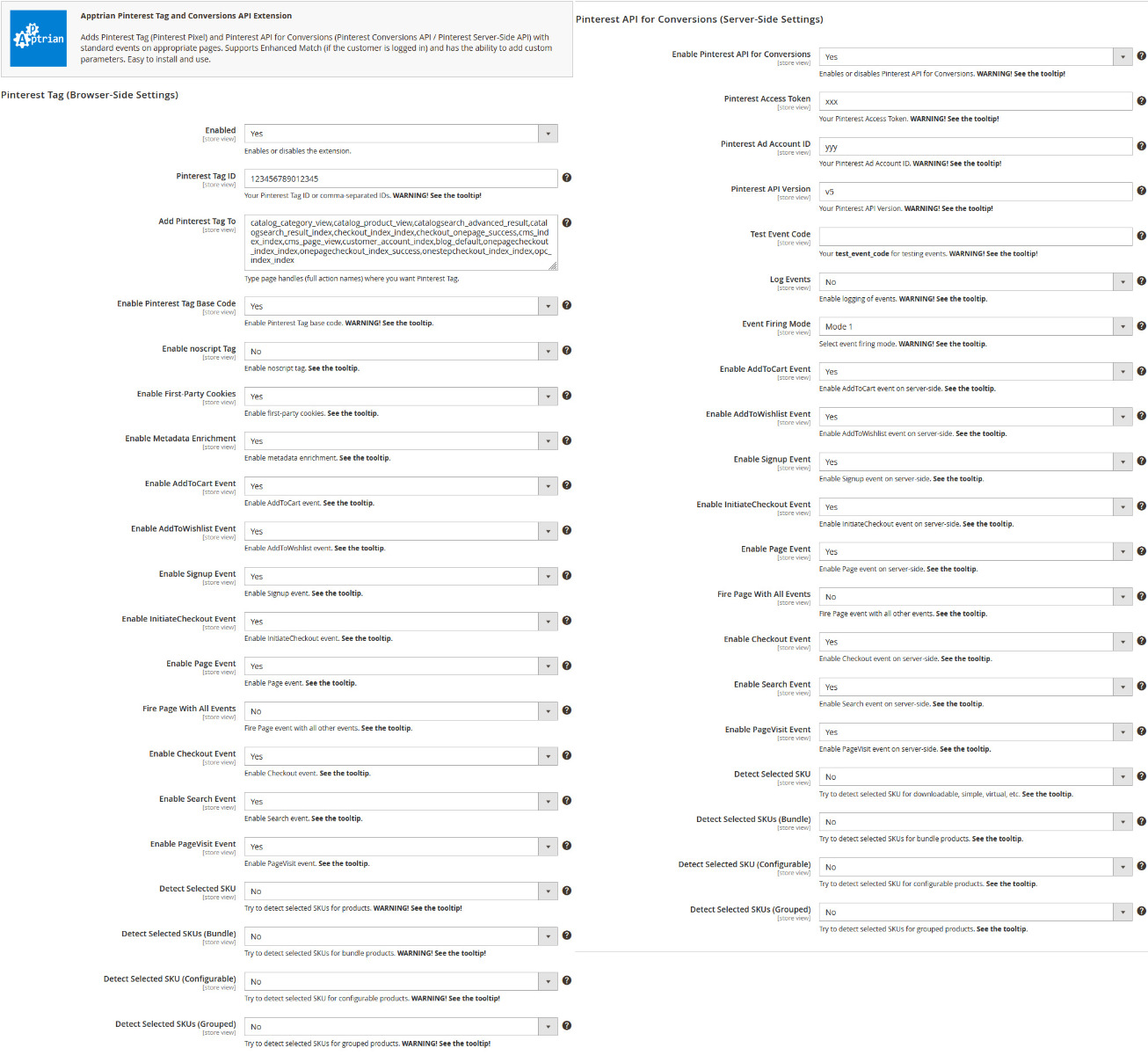 Apptrian - Pinterest Tag and Conversions API for Magento Adobe Commerce